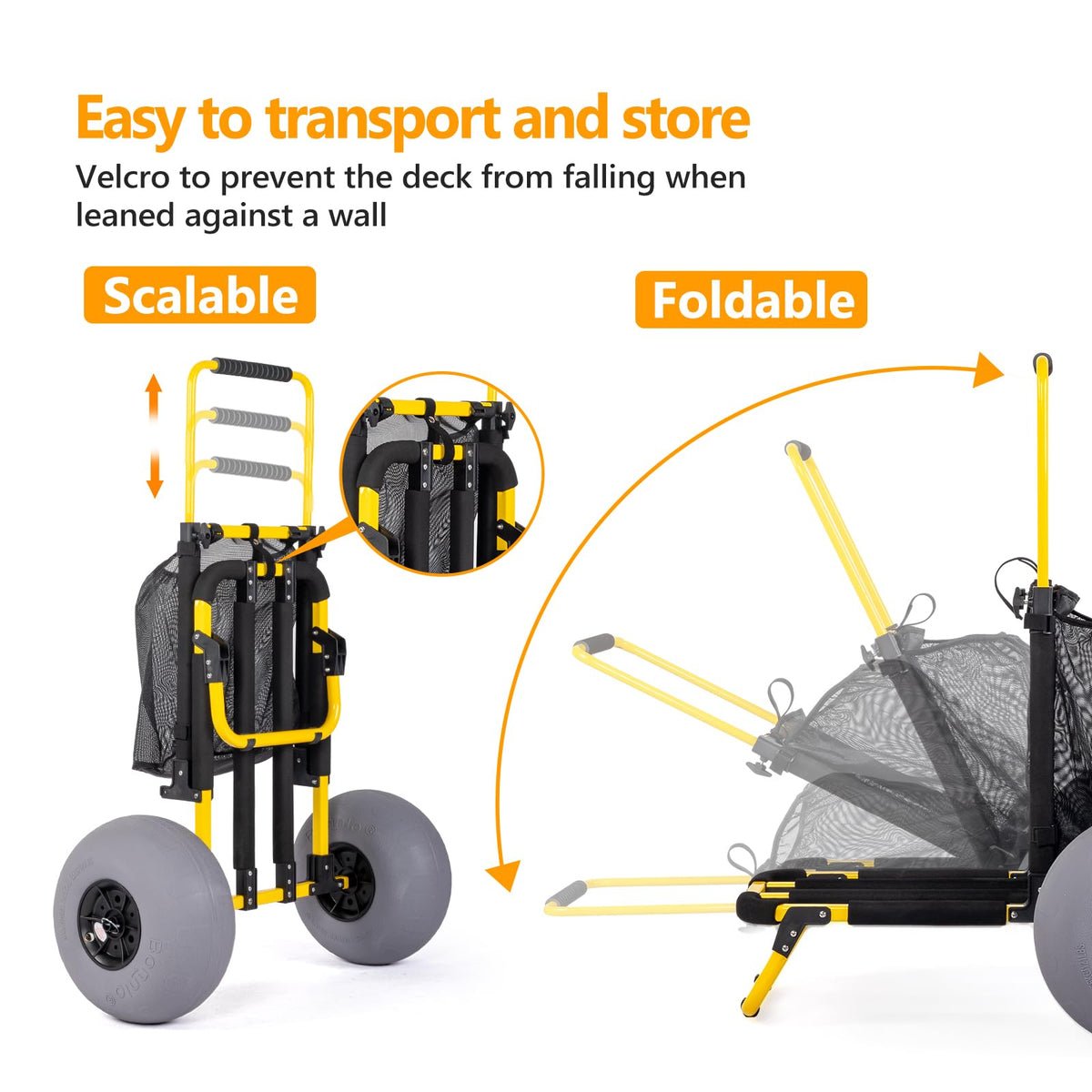 Bonnlo Beach Fishing Cart, with 12" Big Balloon Wheels for Sand Foldab ...