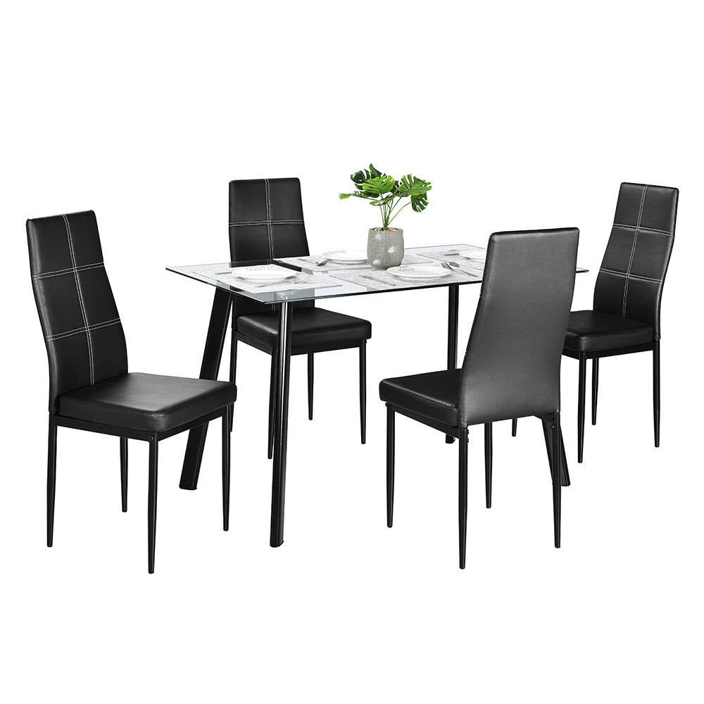 Bonnlo 5-Piece Kitchen Dining Table with Chairs,Clear&Black – bonnlo